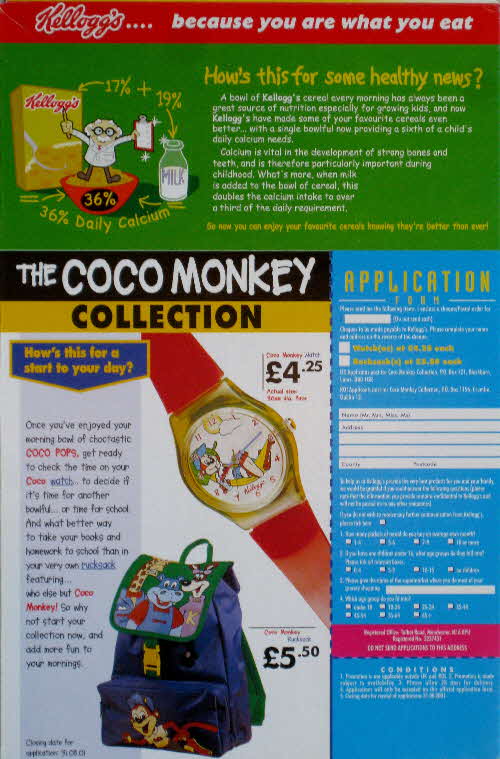 2000 Coco Monkey Collection issued in Kelloggs Coco Pops