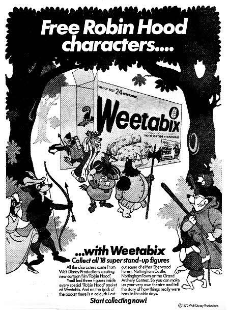 1974 Robin Hood Disney Playscene with free cards given in Weetabix Cereal