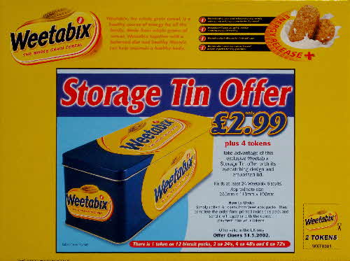 2001 Weetabix Tin Weetabix cereal send away offer
