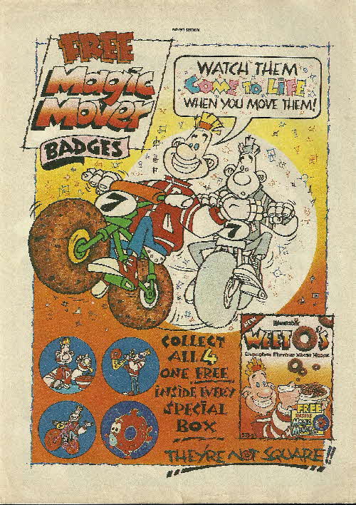 1997 Magic Badges free inside Weetos cereal from Weetabix