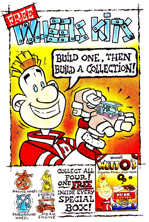 1998 Wheel Kits free inside Weetos cereal from Weetabix