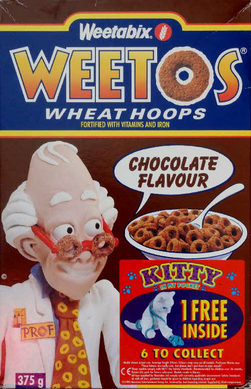 1996 Prof’s Puzzle Pack packet back activity on Weetos Weetabix cereal