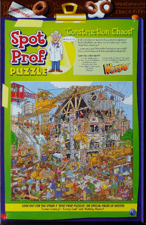 2002 Spot Prof Weeto Puzzle packet back Weetabix Weetos cereal